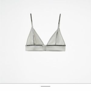 Zara | Tops | Zara Rhinestone Satin Effect Crop Top | Poshmark